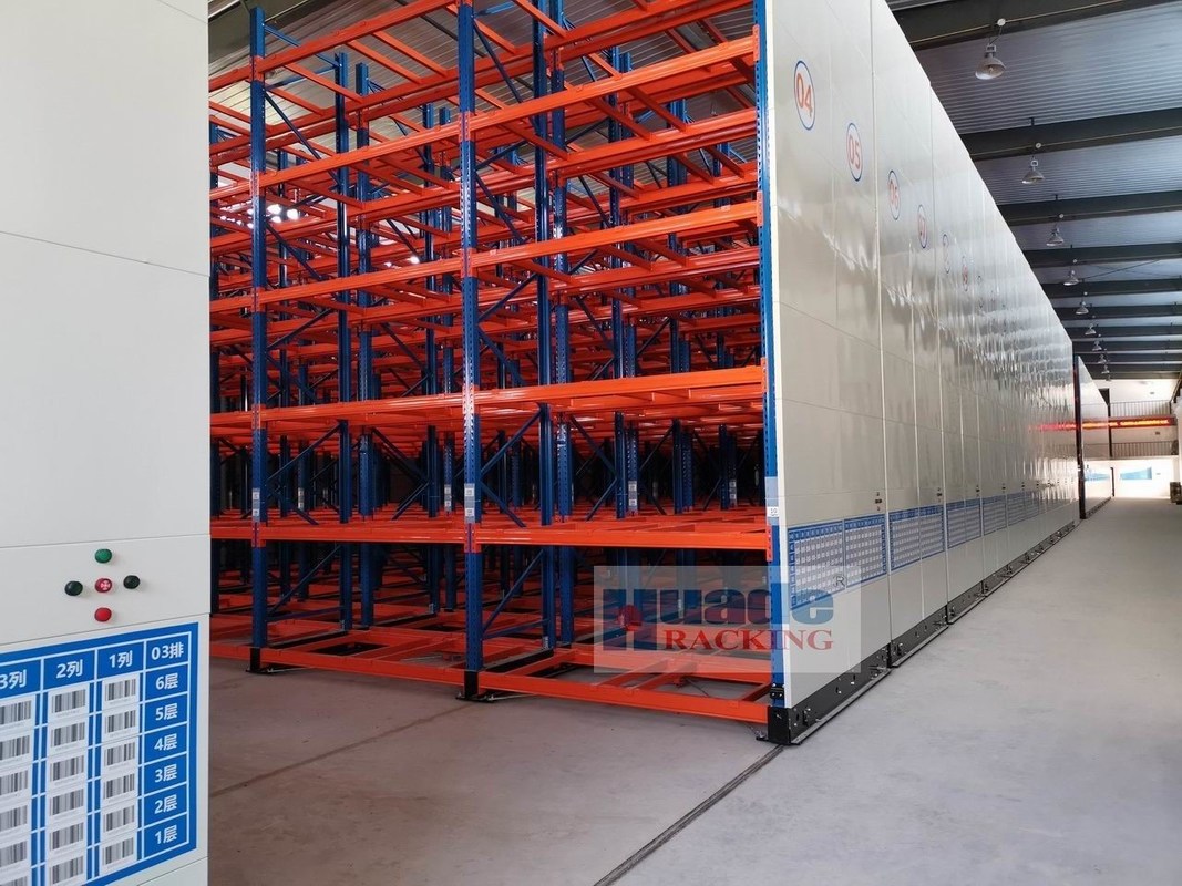 Q235B Rail Free Mobile Racking System 4 Wheel Type